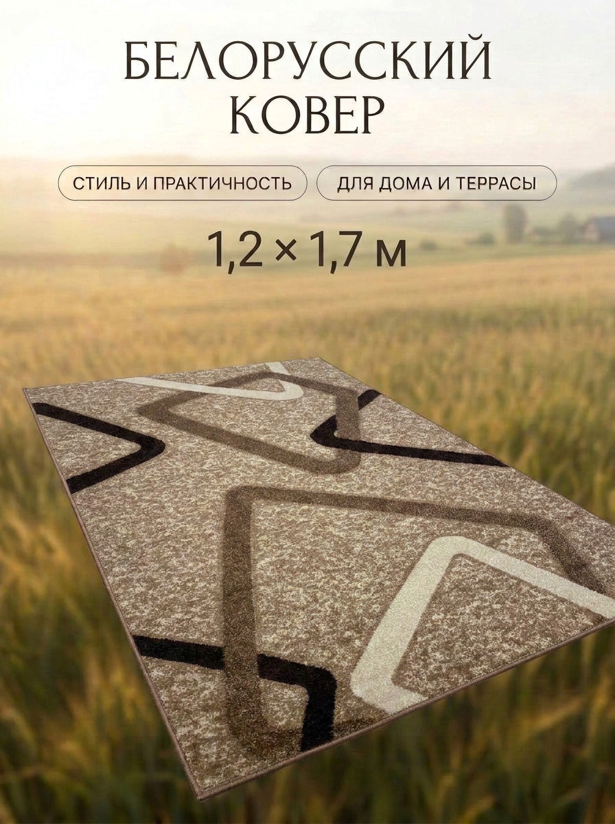 Ковер на пол Витебские ковры, Эспрессо, прямоугольный, размер 1.2х1.7 м, производство Беларусь.
