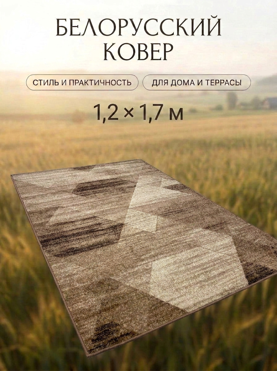 Ковер на пол Витебские ковры, Эспрессо, прямоугольный, размер 1.2х1.7 м, производство Беларусь.
