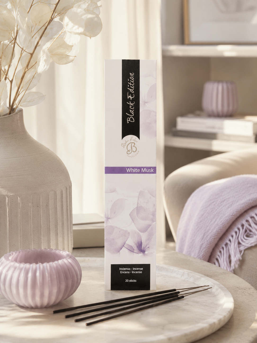 Boles d'olor / Ароматические палочки, благовония 20ед Белый мускус / White Musk (Black Edition)