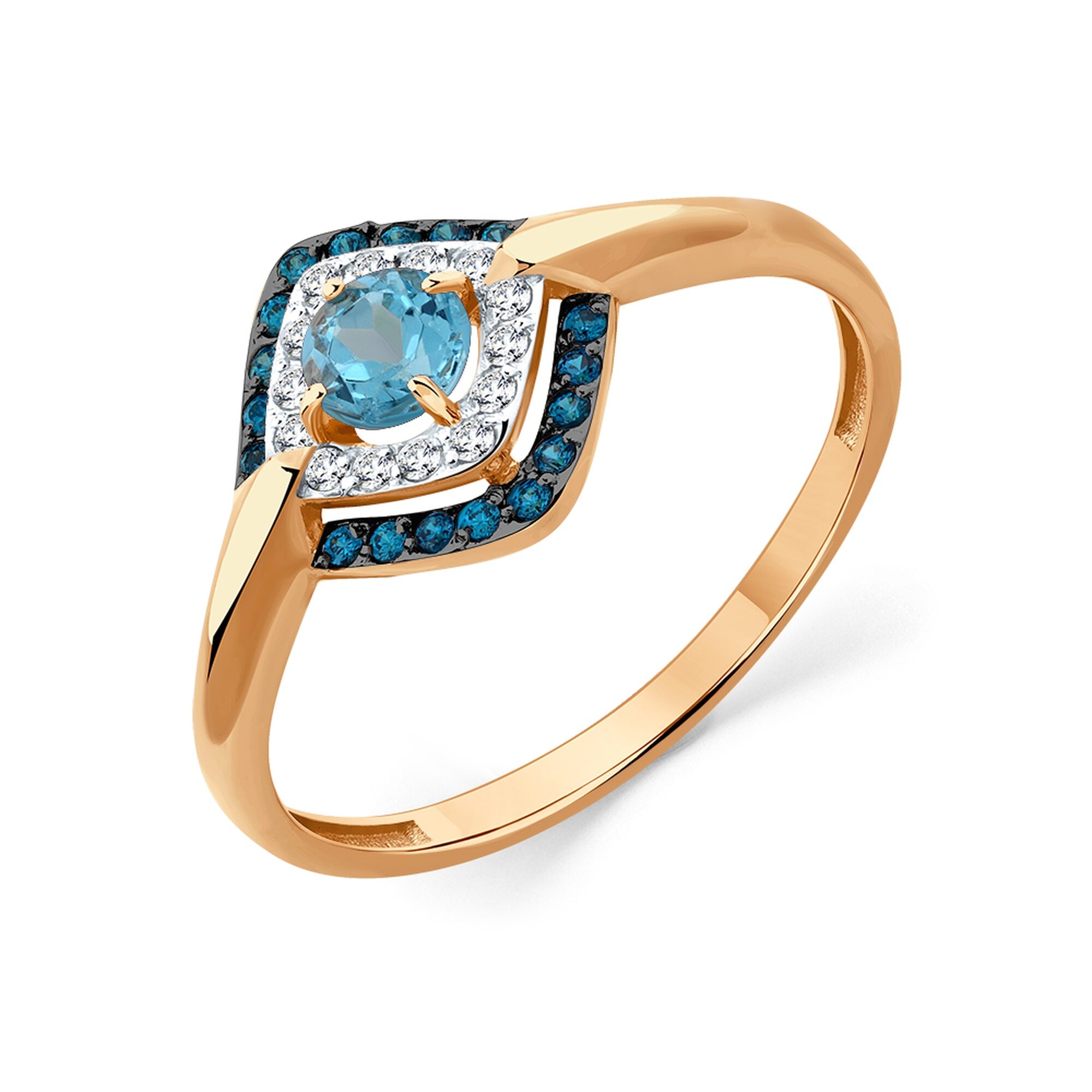 Кольцо Diamant online, красное золото, 585 проба, фианит, топаз