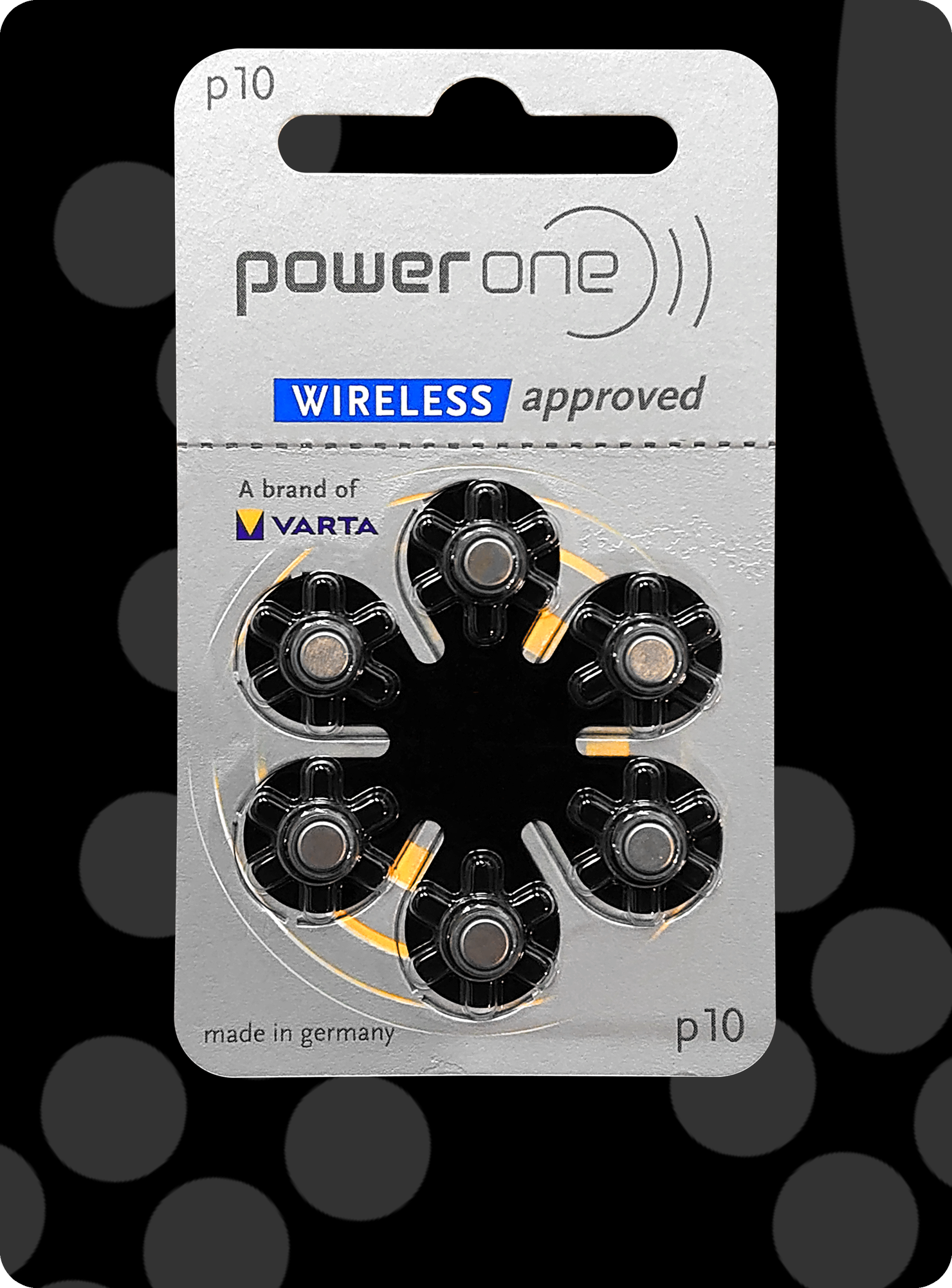 Power One 10 Жёлтый (PR70) | Wireless Approved, 1.45 В, Воздушно-цинковые батарейки для слуховых аппаратов - 6шт