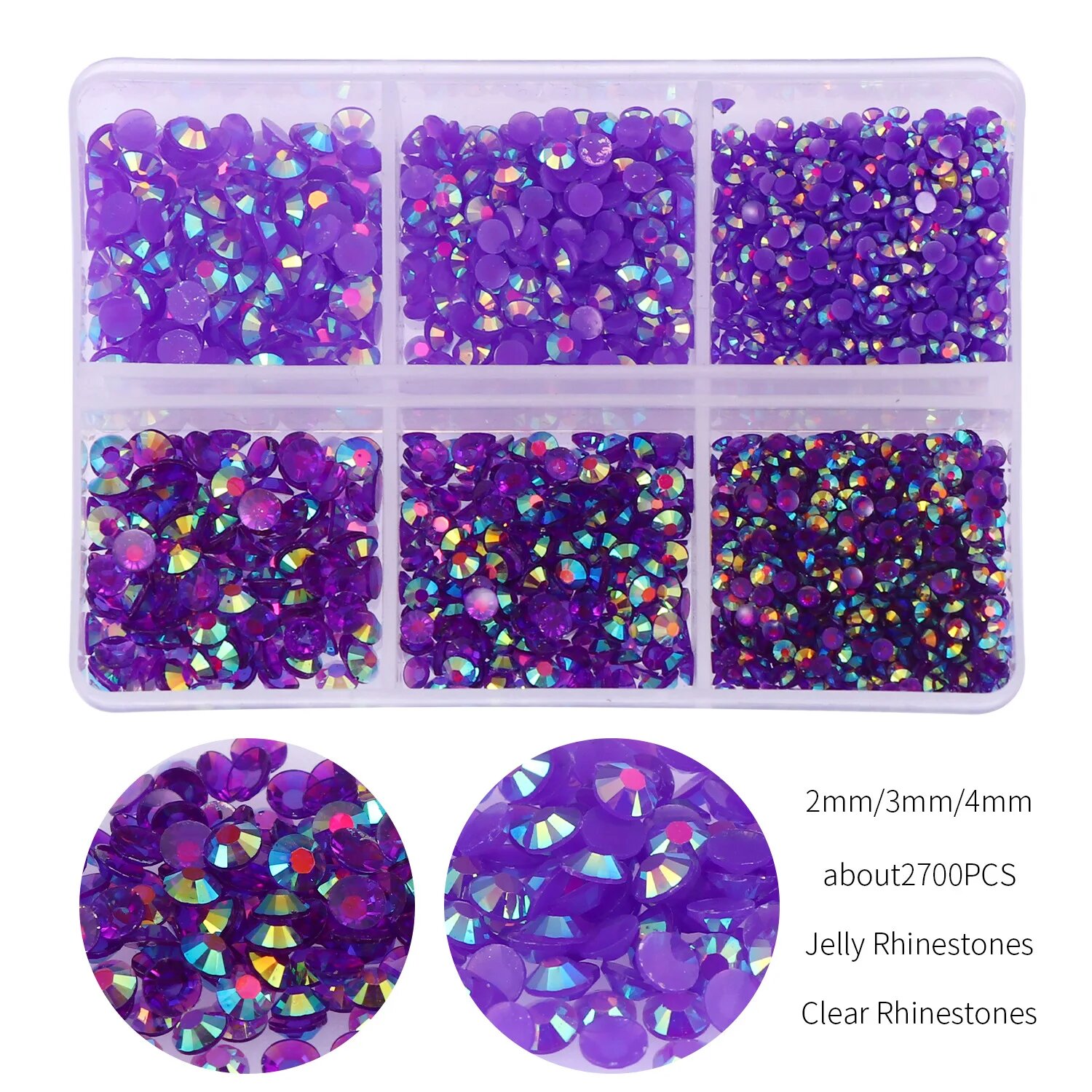 Стразы Аогуэ плоские фиолетовые AB для рукоделия 3000 шт Фиолетовый, purple