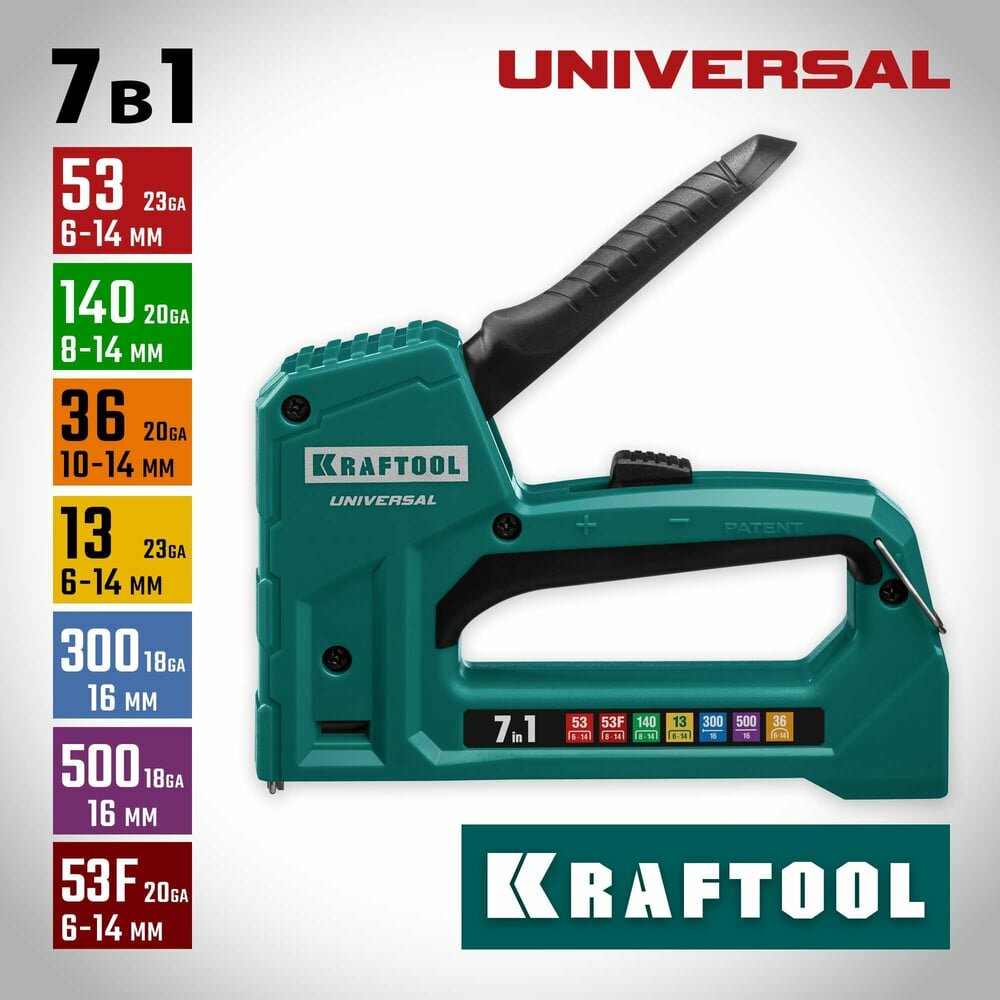 Cтеплер тип 53 (6-14мм)/140 (8-14 мм)/13/ 53F/36/500 KRAFTOOL Universal 31524 — фото 1