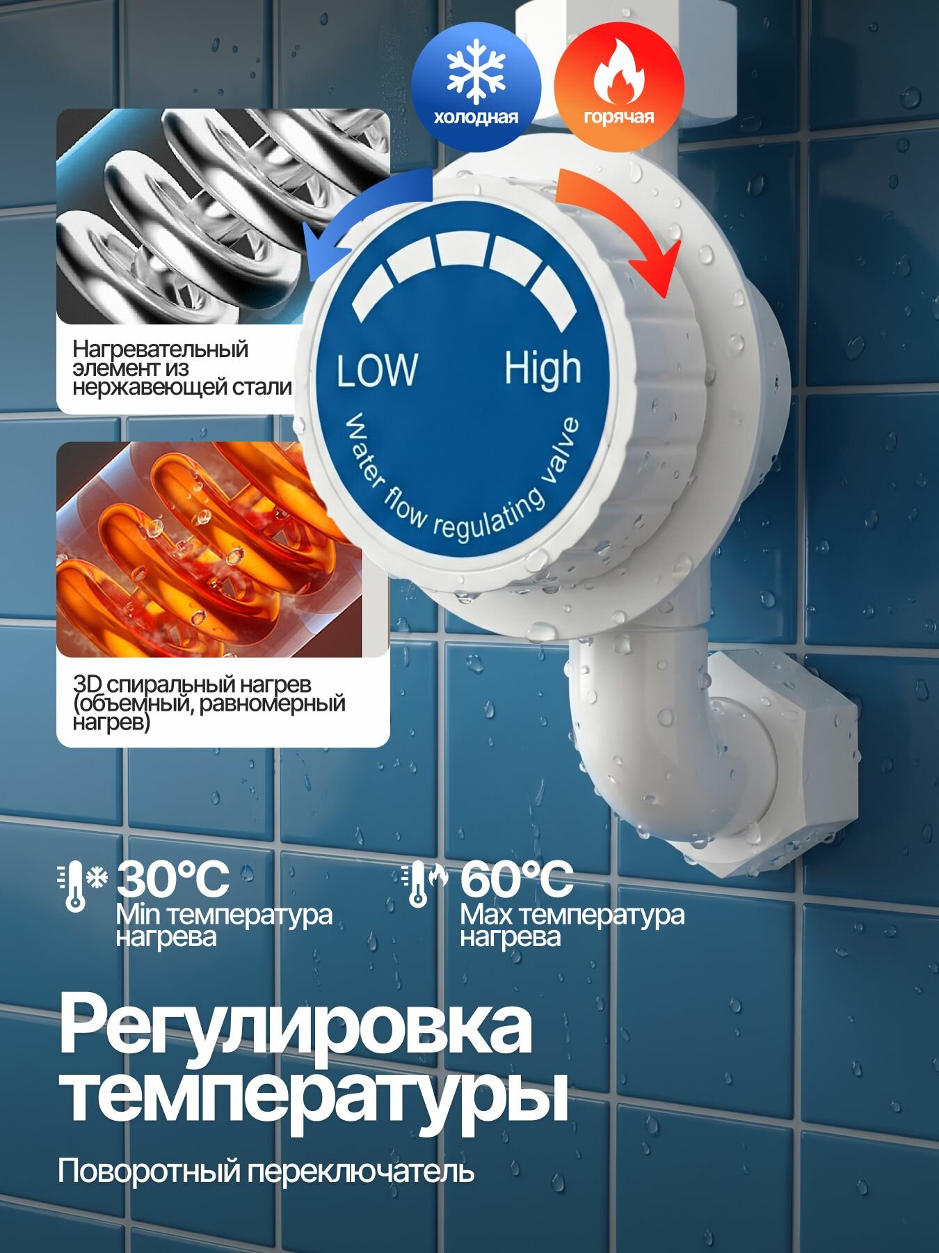 Водонагреватель проточный с душем — фото 1