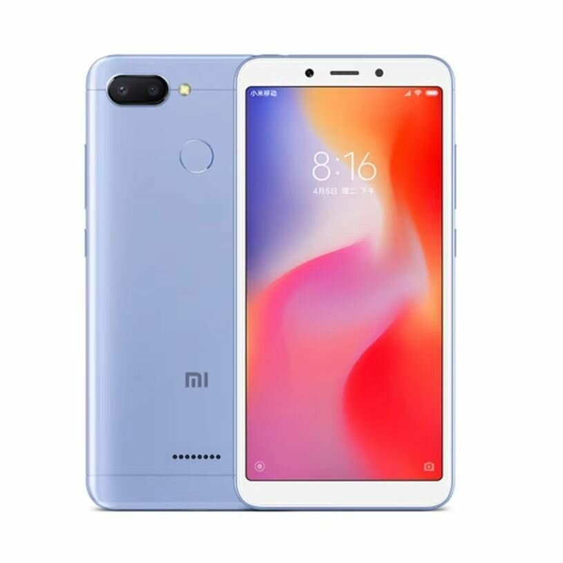 Xiaomi Смартфон Оригинальный Смартфон Redmi 6 4гб 64гб 5.45' Android телефон с подарками чехол и стекло 8.1.0 3000 mAh 4G Global 4/64 ГБ, Nano-SIM, синий