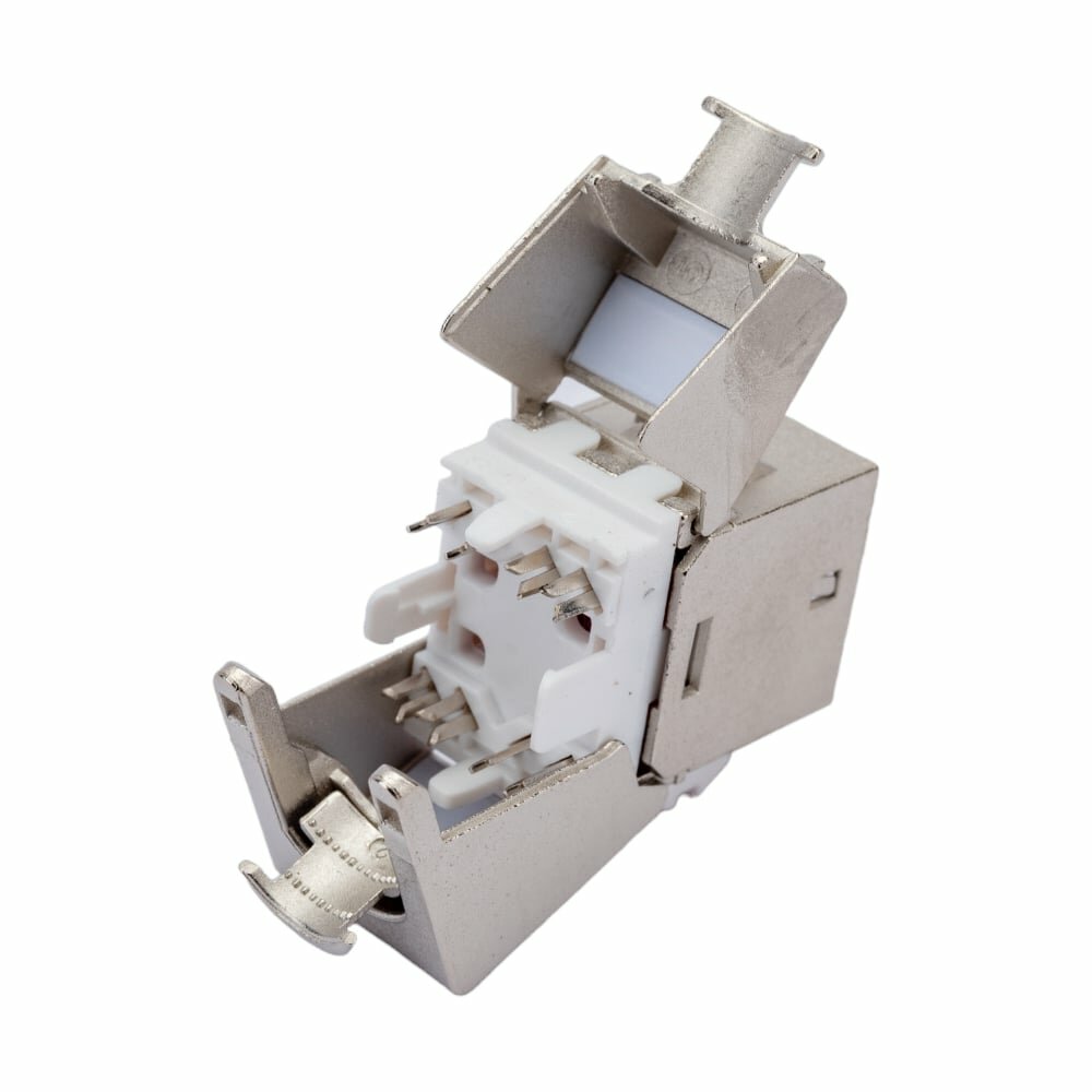 Модуль keystone DKC rj45 cat6 экранированный(stp), 90 градусов, серебристый(форм-фактор s19) RNK6F90TL — фото 1