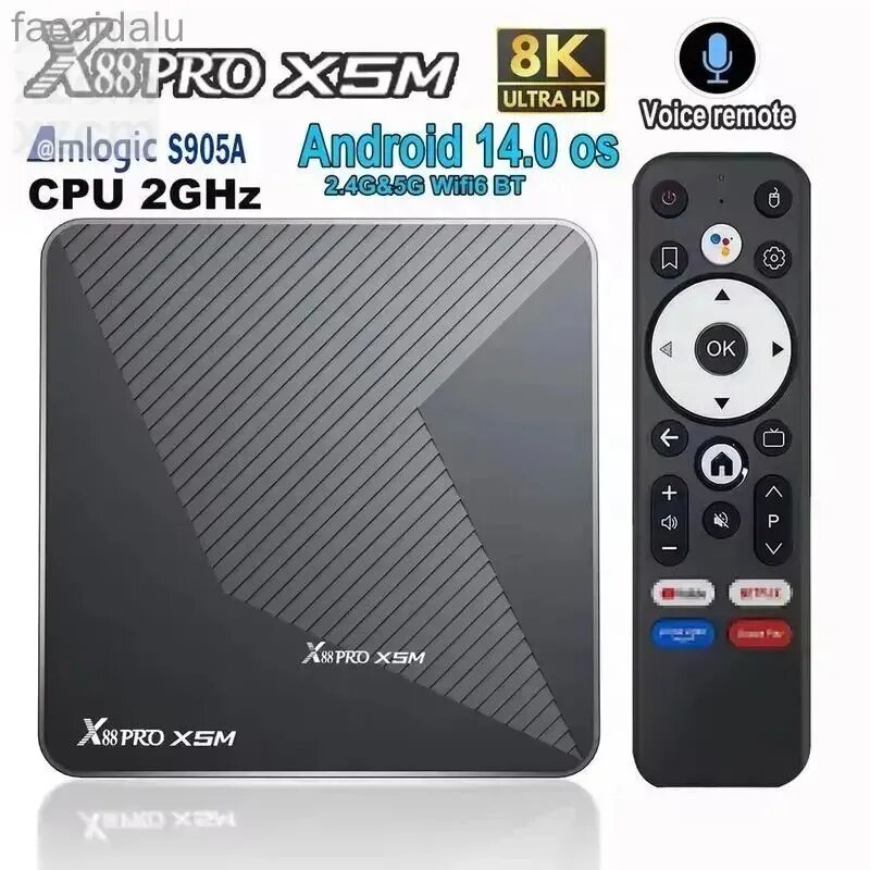 X88 PRO X5M Android 14 TV Box Amlogic S905A HDR 8K Dual Wifi BT5.0 1000M 2Гб/16Гб Lan Пульт.