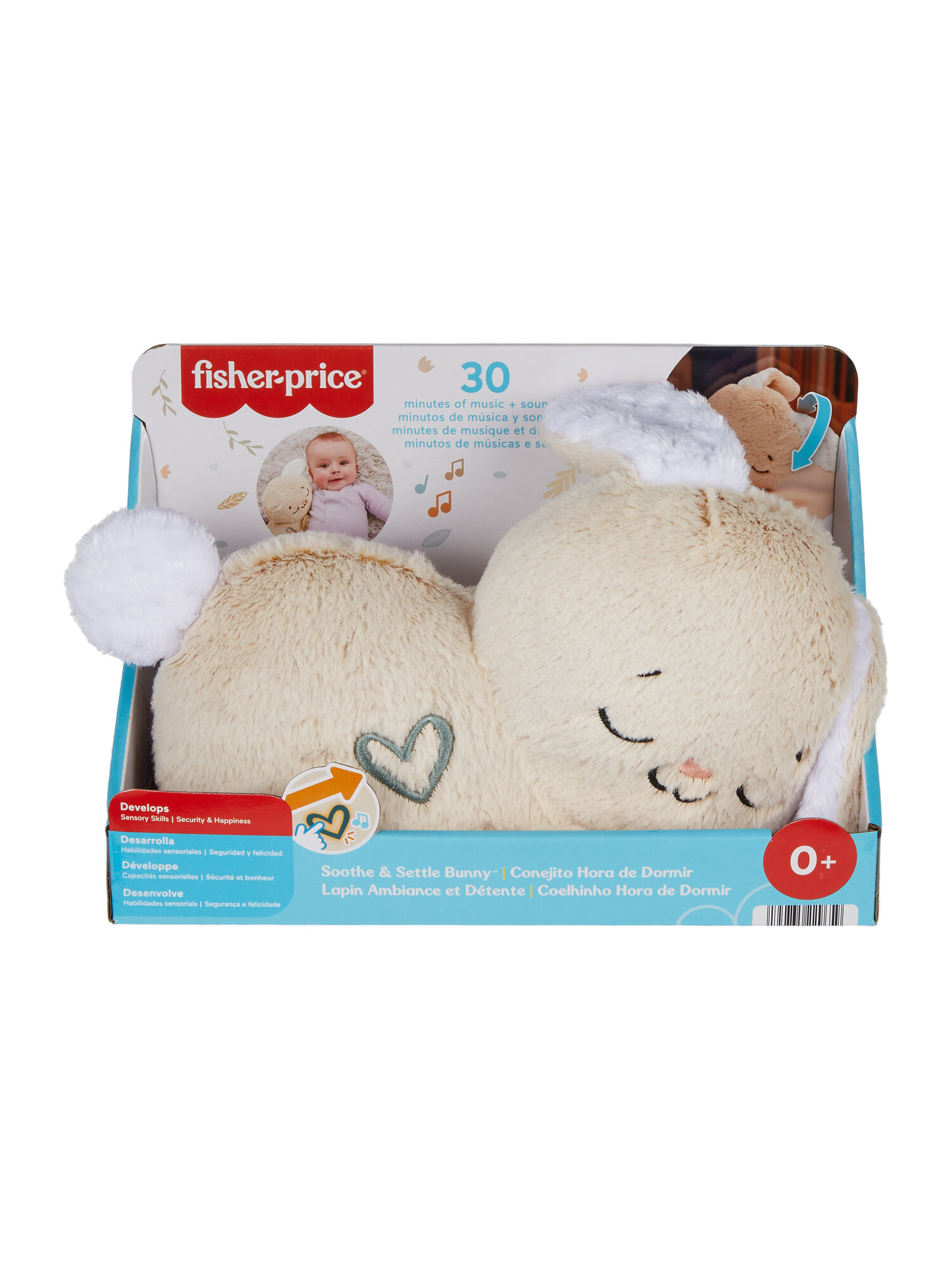 Игрушка Fisher-Price Soothe & Settle Bunny HXG97, портативная, с успокаивающими звуками