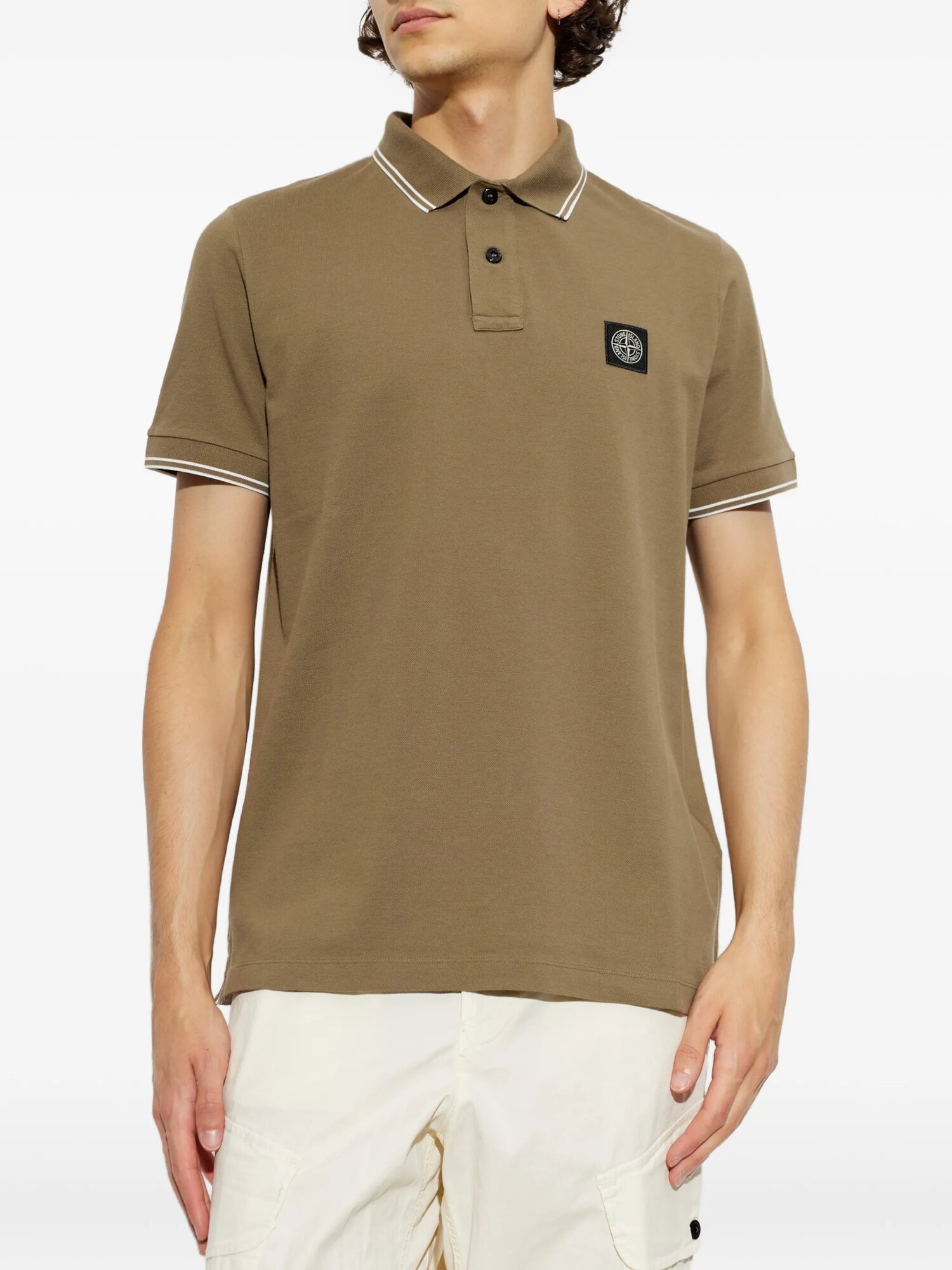 Рубашка Stone Island Logo-patch tipped polo shirt, размер S — фото 1