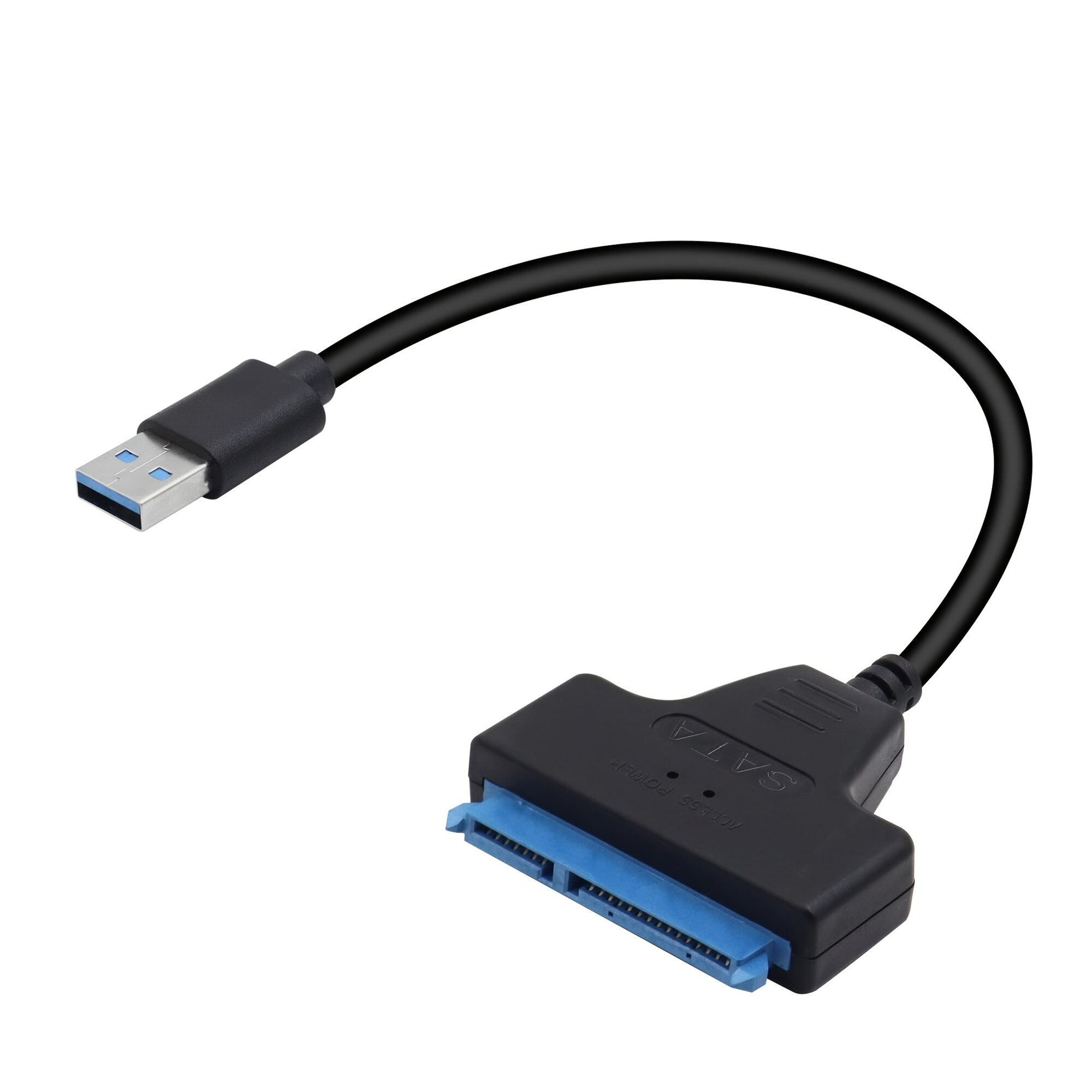 Кабель-адаптер SATA на USB 2.0 для 2,5" HDD/SSD, 2-в-1, компактный плоский дизайн, черный, 1 шт.