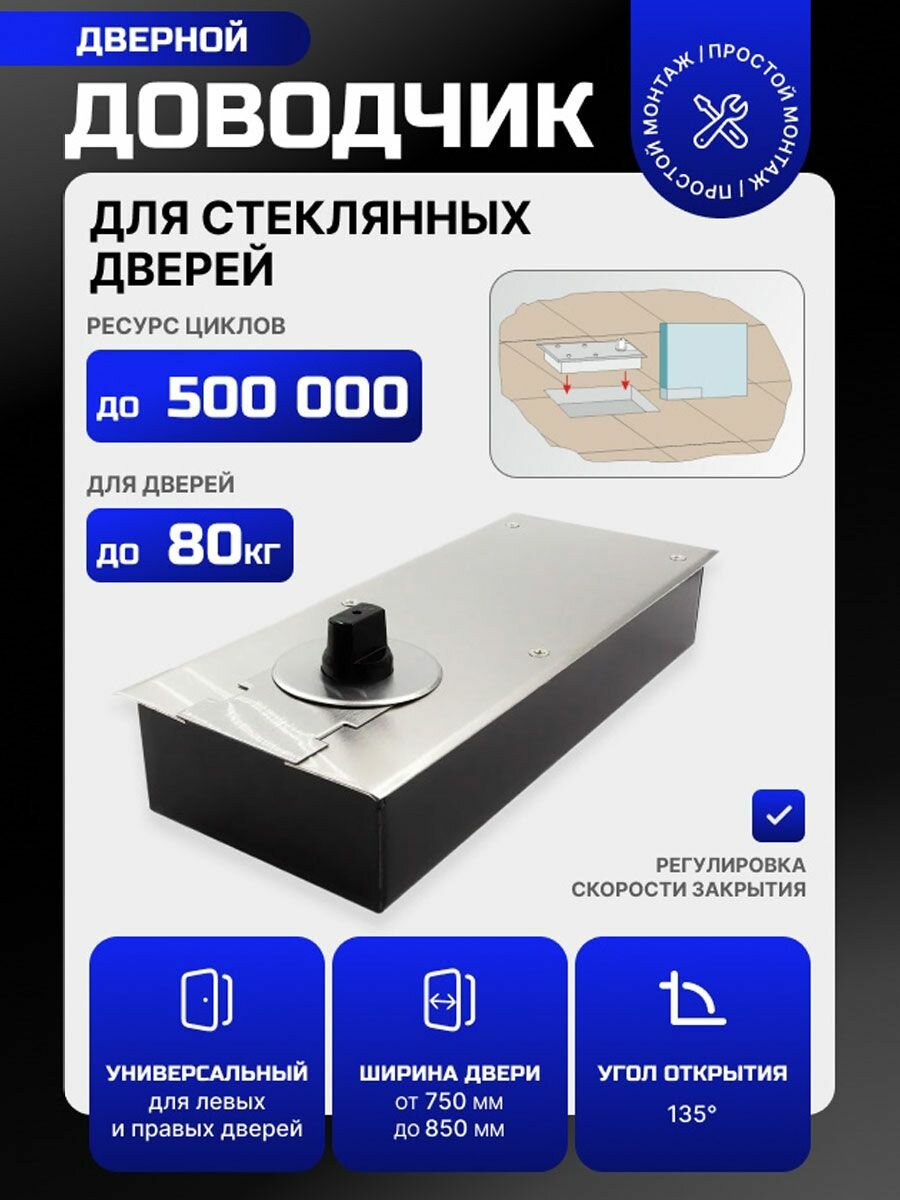 Доводчик для стеклянных дверей (хром, 1 шт)