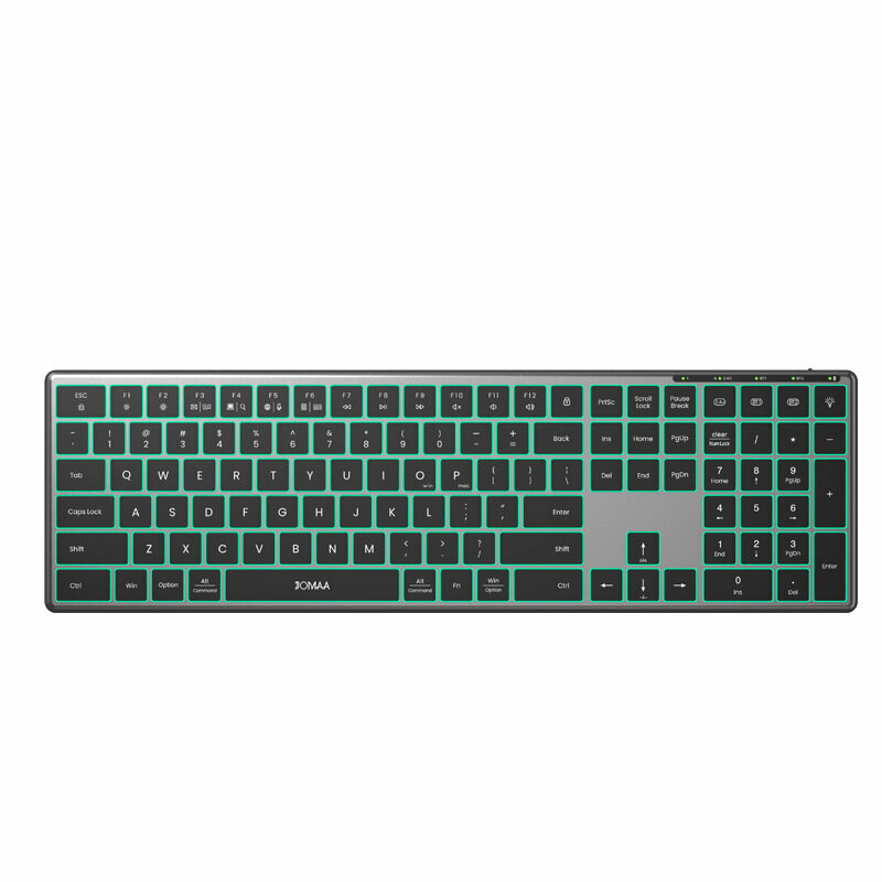 JOMAA Алюминиевая Bluetooth-клавиатура с RGB-подсветкой — тихая клавиатура для офиса с клавишами Scissor Цвет：Стальной