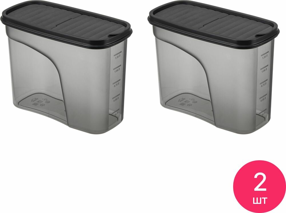 Банка для сыпучих продуктов Idea Бест пластик графит 1.5л (комплект из 2 шт)