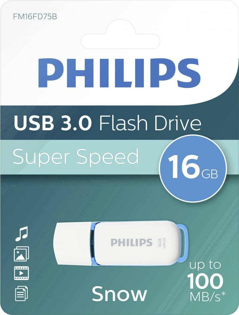 USB-накопитель Philips Snow FM16FD75B97, USB 3.0, 16 ГБ, для хранения данных