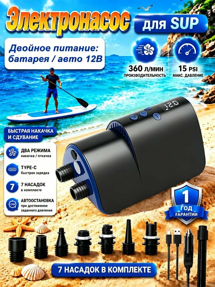 Аксессуары, запчасти для SUP-доски, портативный насос высокого давления для SUP-бордов и надувных изделий