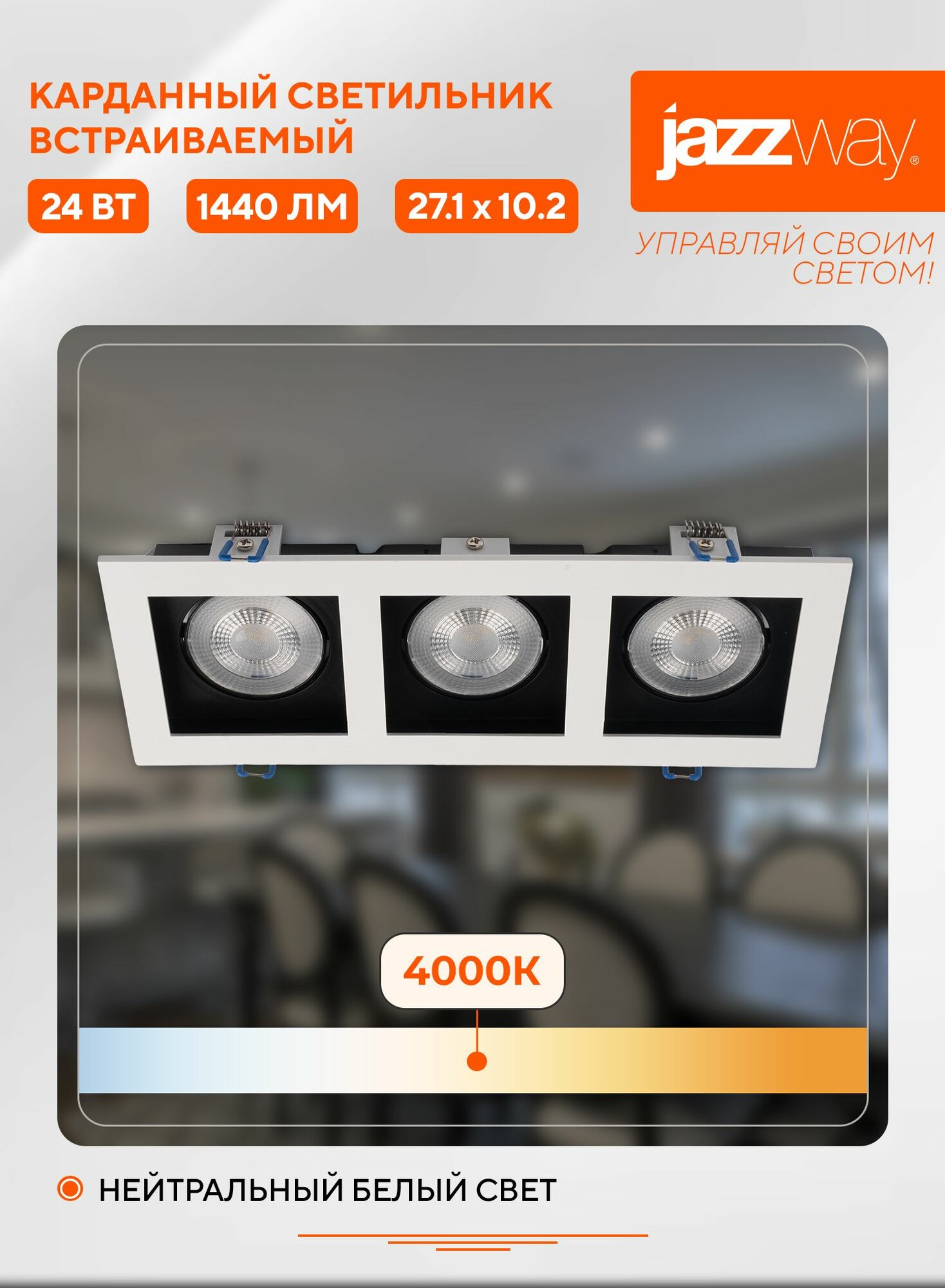 Светильник светодиодный встраиваемый Jazzway PSP-S 213 8w CARDAN