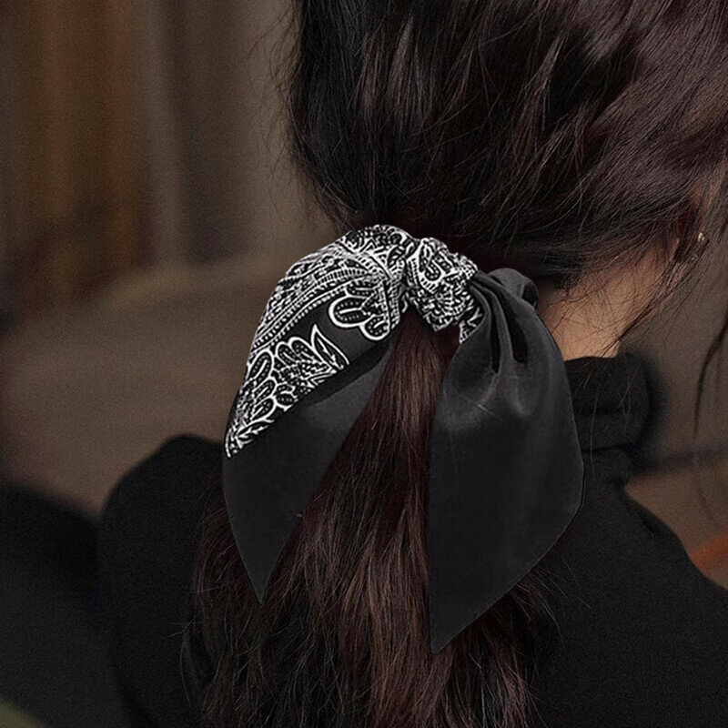 Девушечьи бант-резинки для волос - простые повседневные тканевые повязки Продукт：Черный