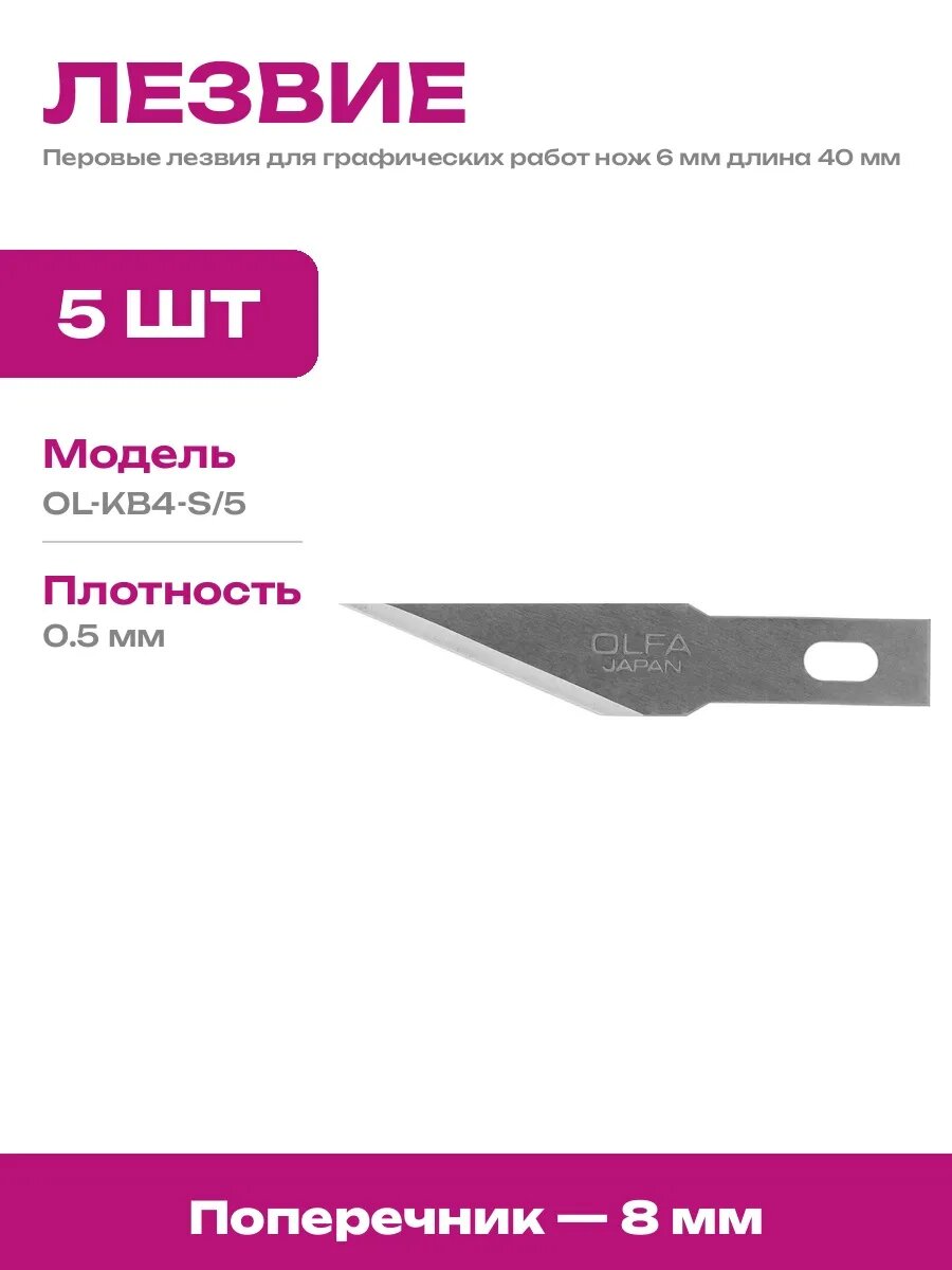 Лезвия для творчества перовые 40 мм сталь набор 5 предметов