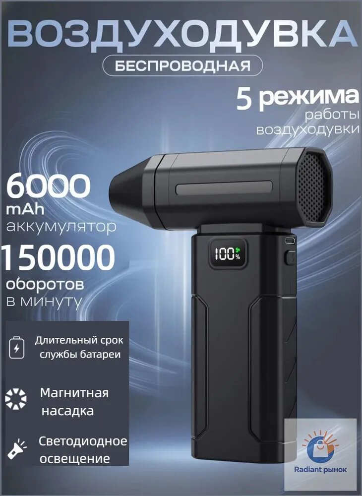 Воздуходувка аккумуляторная портативная, ветродуйка аккумуляторная, турбовентилятор