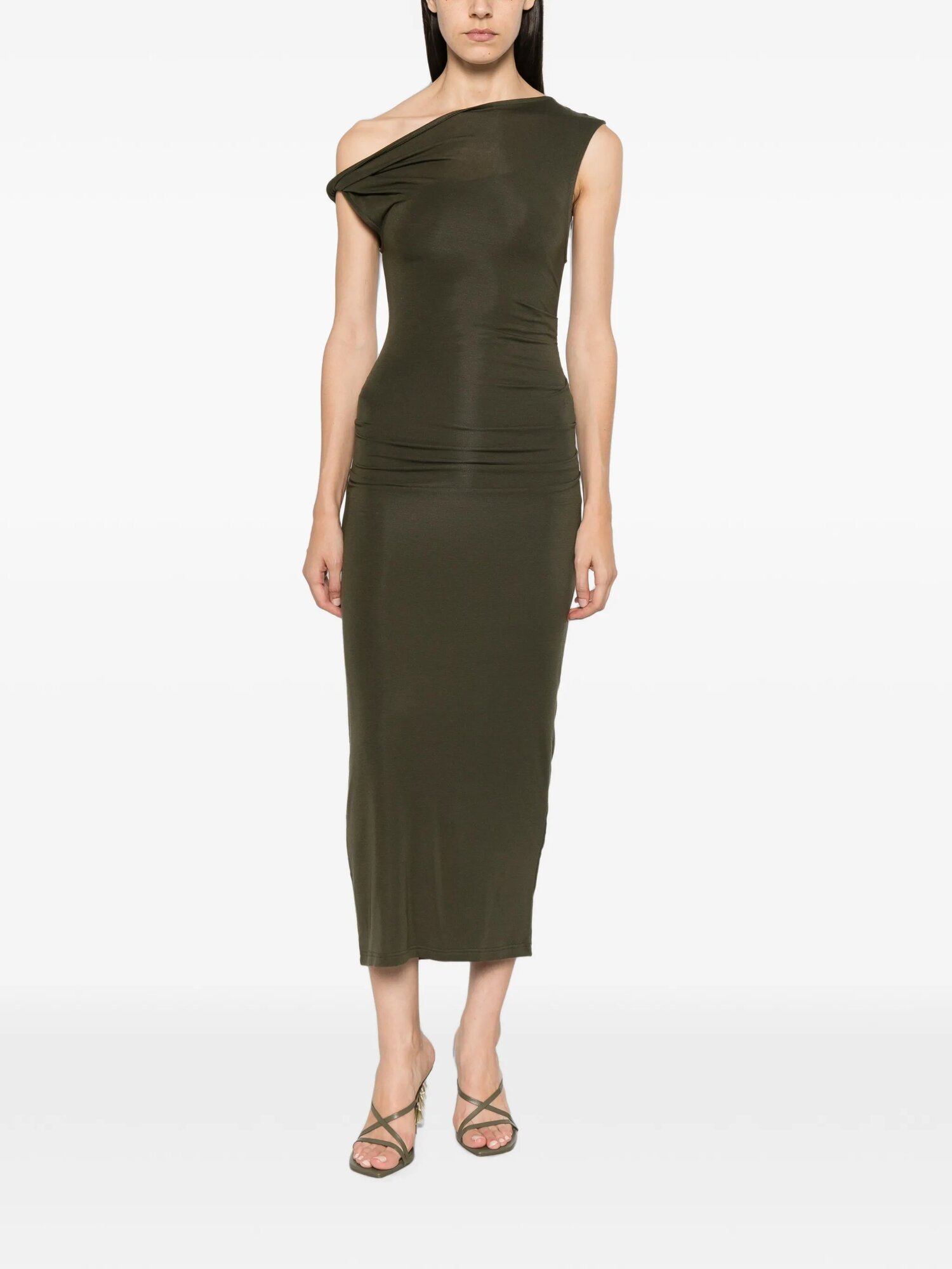 Платье PATRIZIA PEPE Asymmetric draped midi dress, размер 34 — фото 1