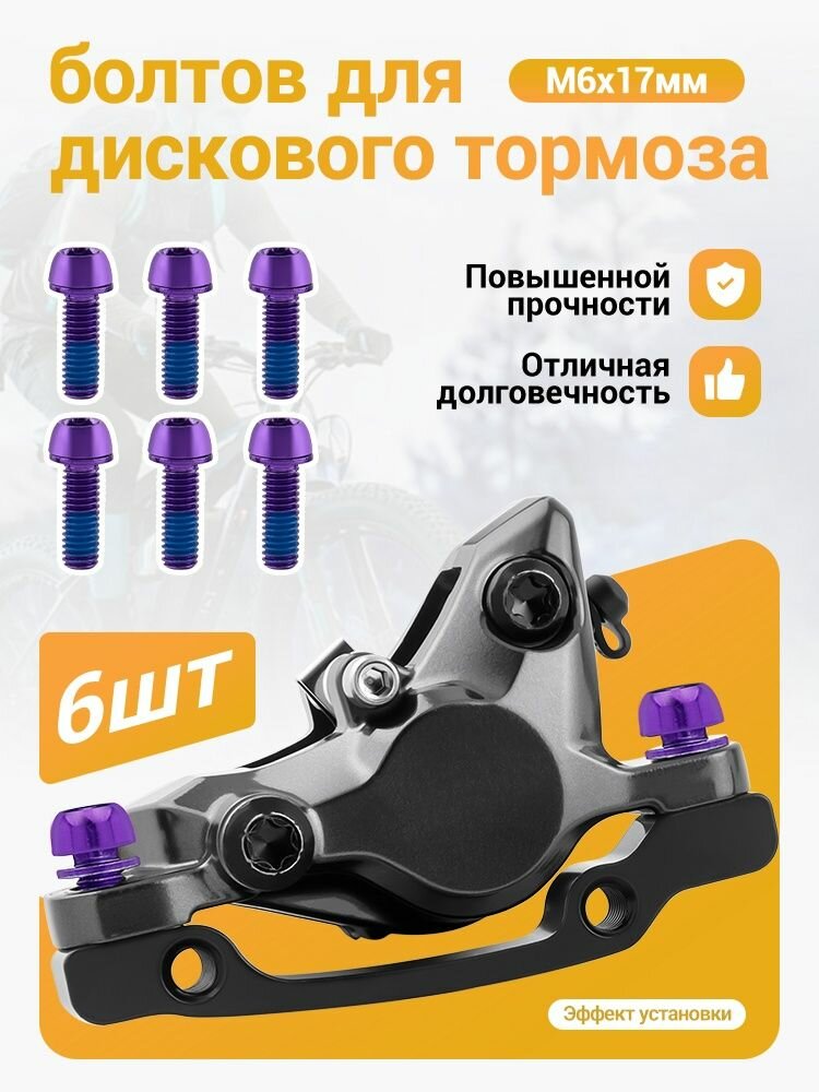 MUQZI 6 шт болтов M6x17 мм для крепления калипера дискового тормоза и винта шатуна велосипеда крепеж для дискового тормоза болт крепления шатуна метрический крепеж M6