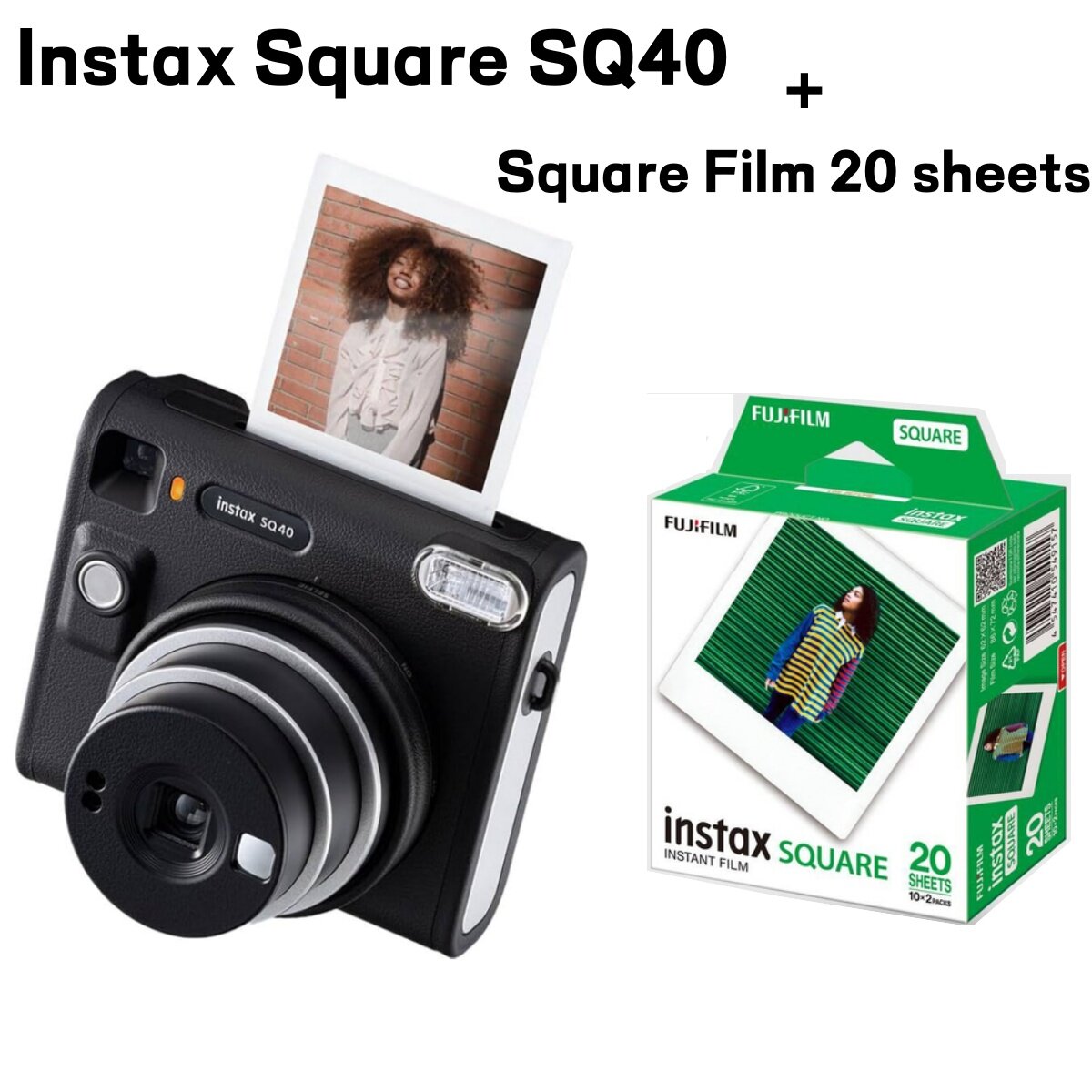 Камера Instax Square SQ40 черная + 20 листов квадратной фотобумаги Instax Square