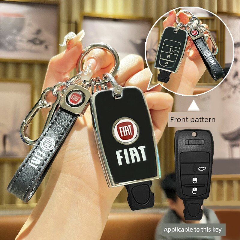 Чехол для ключа Fiat Linea с 3-кнопочным пультом, роскошно-черный, одинарный комплект + второе поколение шнурка