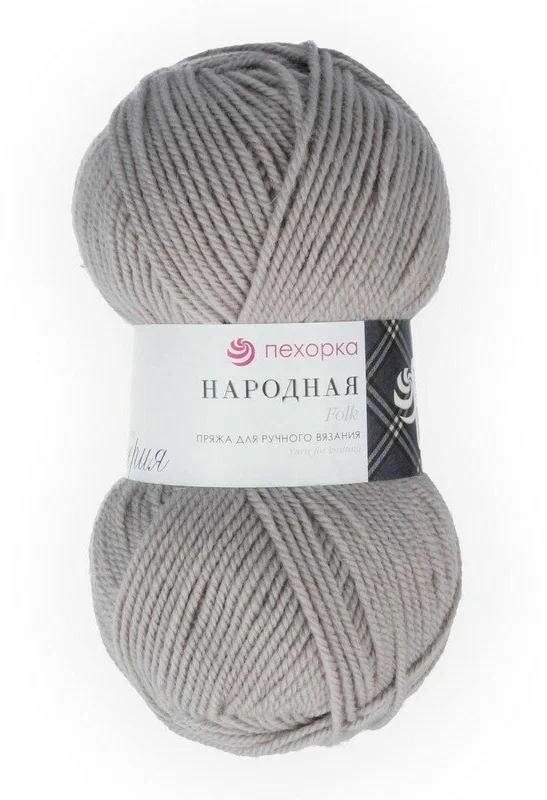 Пряжа Пехорский текстиль "Народная", 30% шерсть, 70% акрил, 220+-13 м, №043, цвет Суровый лен, 5 шт по 100 г