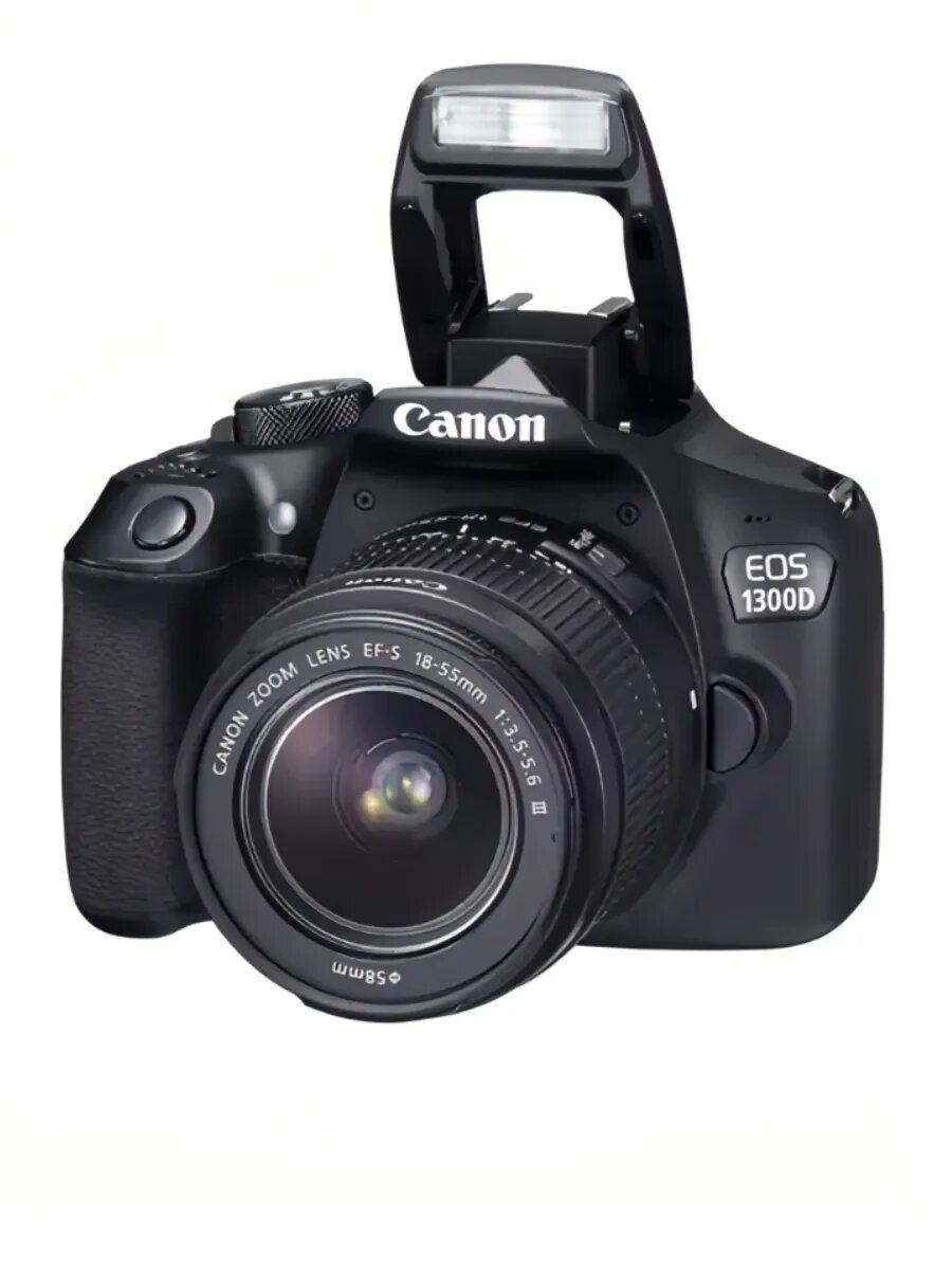 Зеркальный фотоаппарат Canon EOS 1300D, 18Мп, с объективом 18-55мм, экран 3", черный