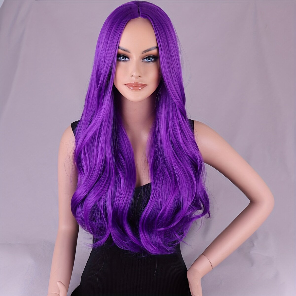Женский длинный волнистый парик, цвет Violet Blue, длина 26 дюймов, для косплея и вечеринок