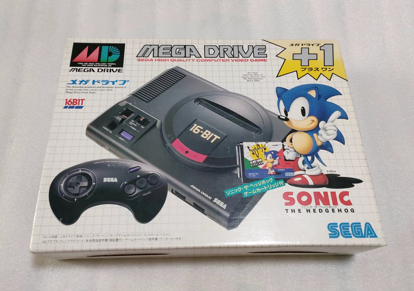 SEGA MD1 Genesis Игровая Консоль с Ограниченной Серией Соник, Японская Версия, Черный Цвет, Новый Неповрежденный
