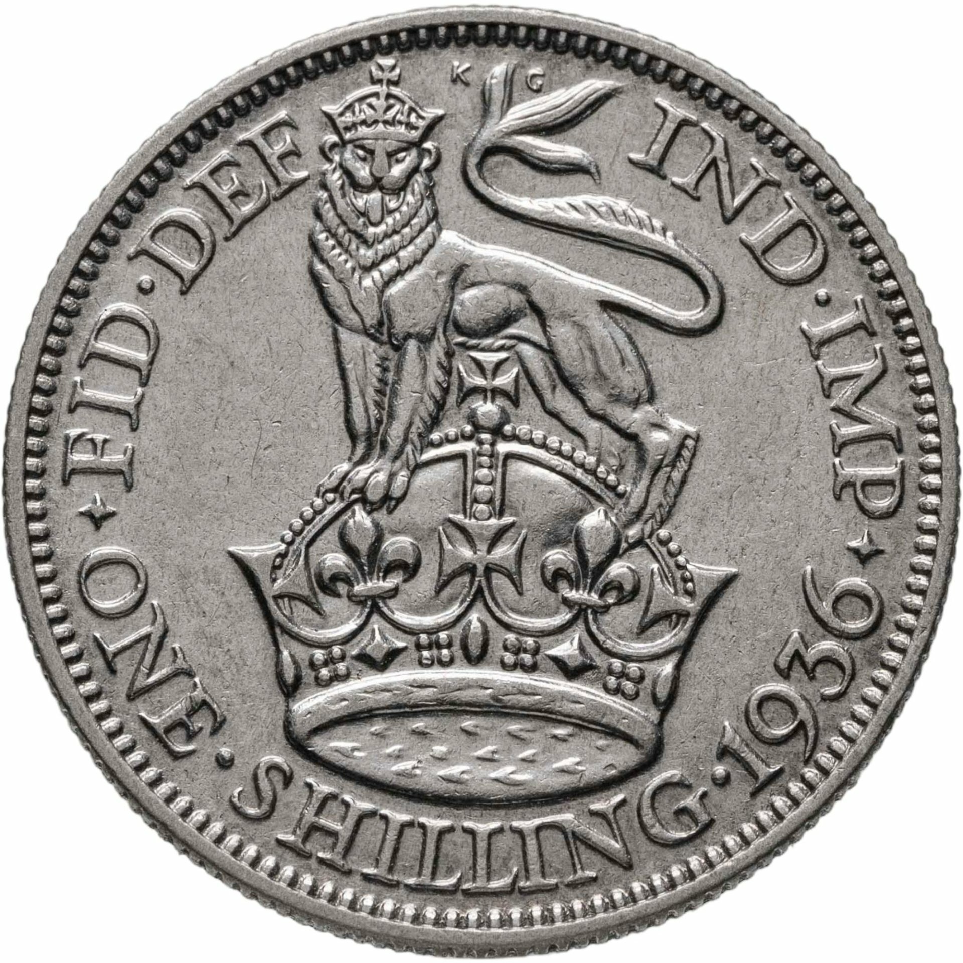 Великобритания 1 шиллинг shilling 1936, Серебро 500, в сохранности XF