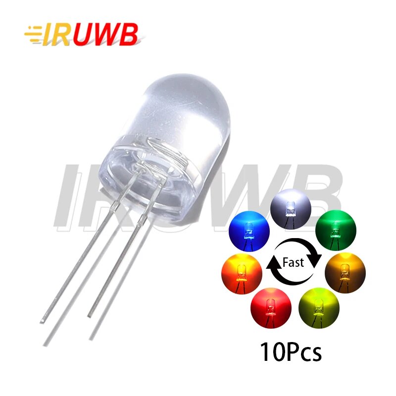 RGB светодиоды 10 мм 10 шт Fast Flash
