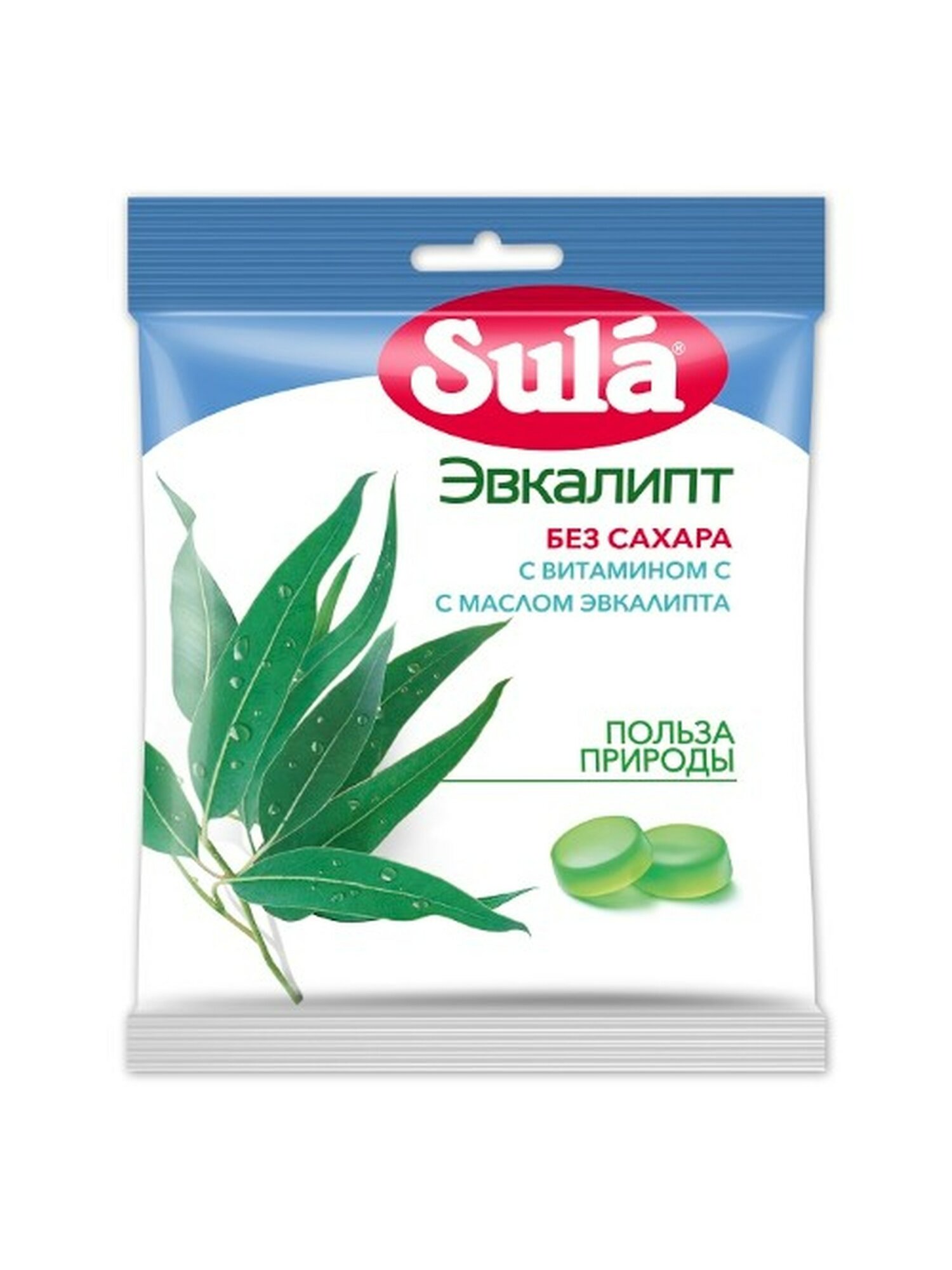 Леденцы SULA Б/сахара 60,0 /эвкалипт/ — Леденцы без сахара Sula Эвкалипт, пакет 60г