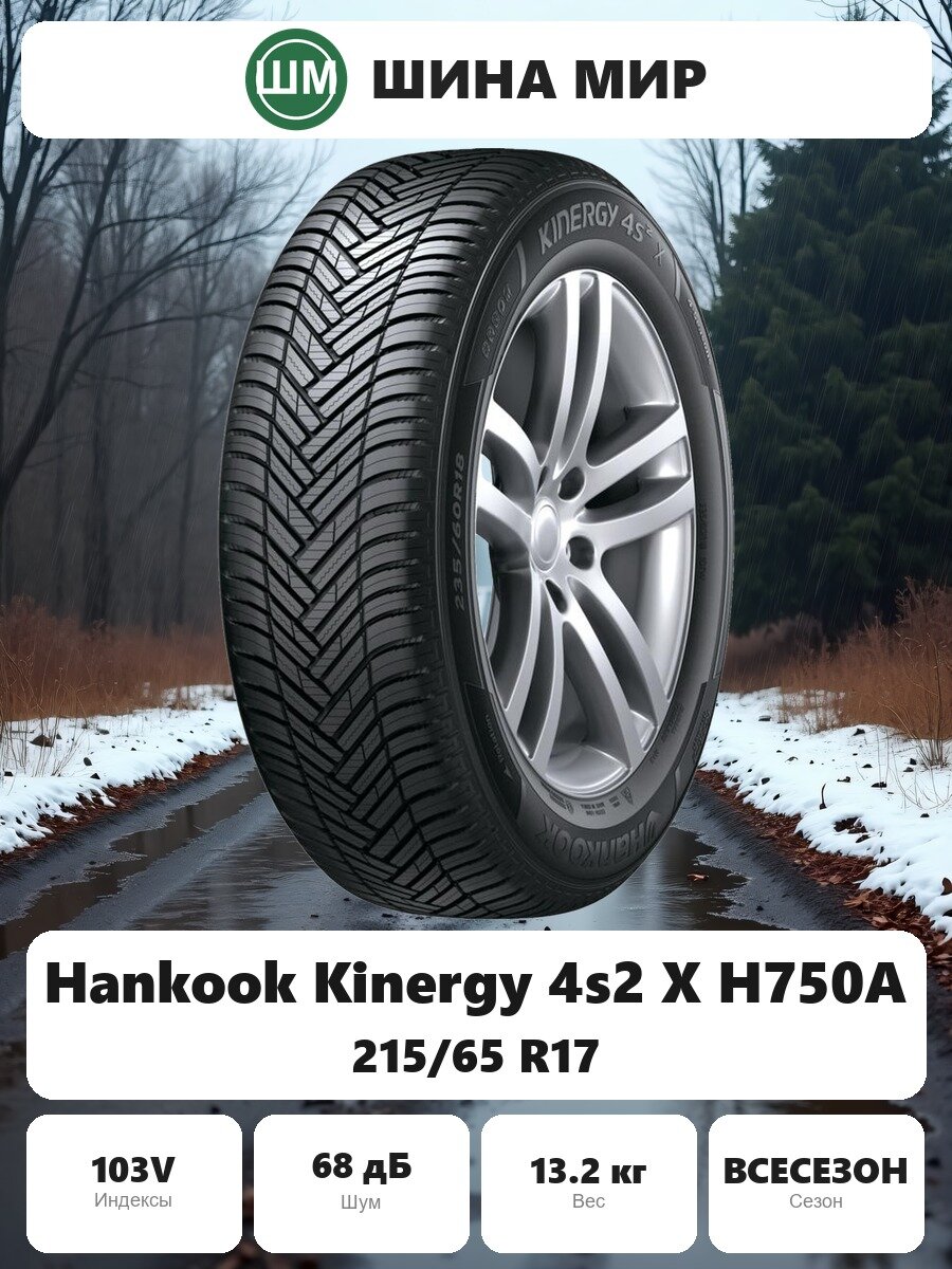 Шина Hankook Kinergy 4s2 X H750A 215/65 R17 XL 103V Всесезонная Нешипованная