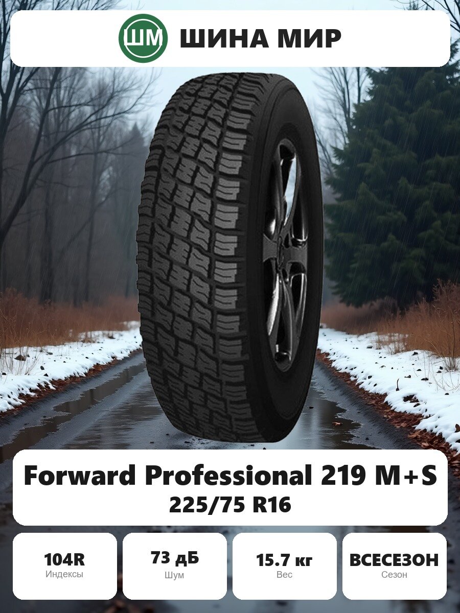 Шина Forward Professional 219 M+S 225/75 R16 104R Всесезонная Нешипованная