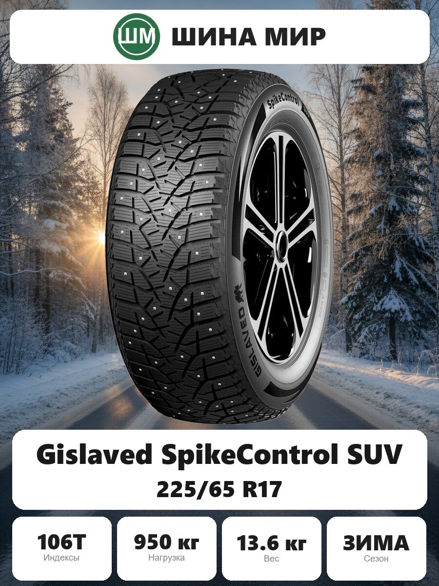 Шина Gislaved SpikeControl SUV 225/65 R17 XL 106T Зимняя Шипованная