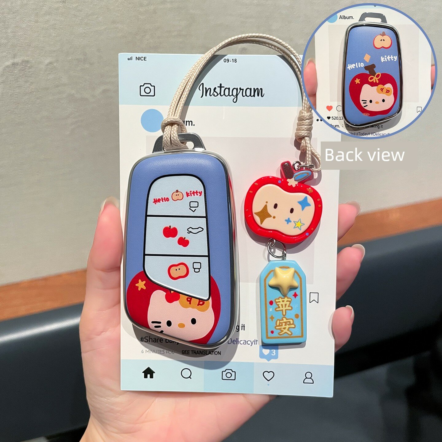 Ключевой кейс Apple Kitty Cat с яблочным амулетом для большого размера