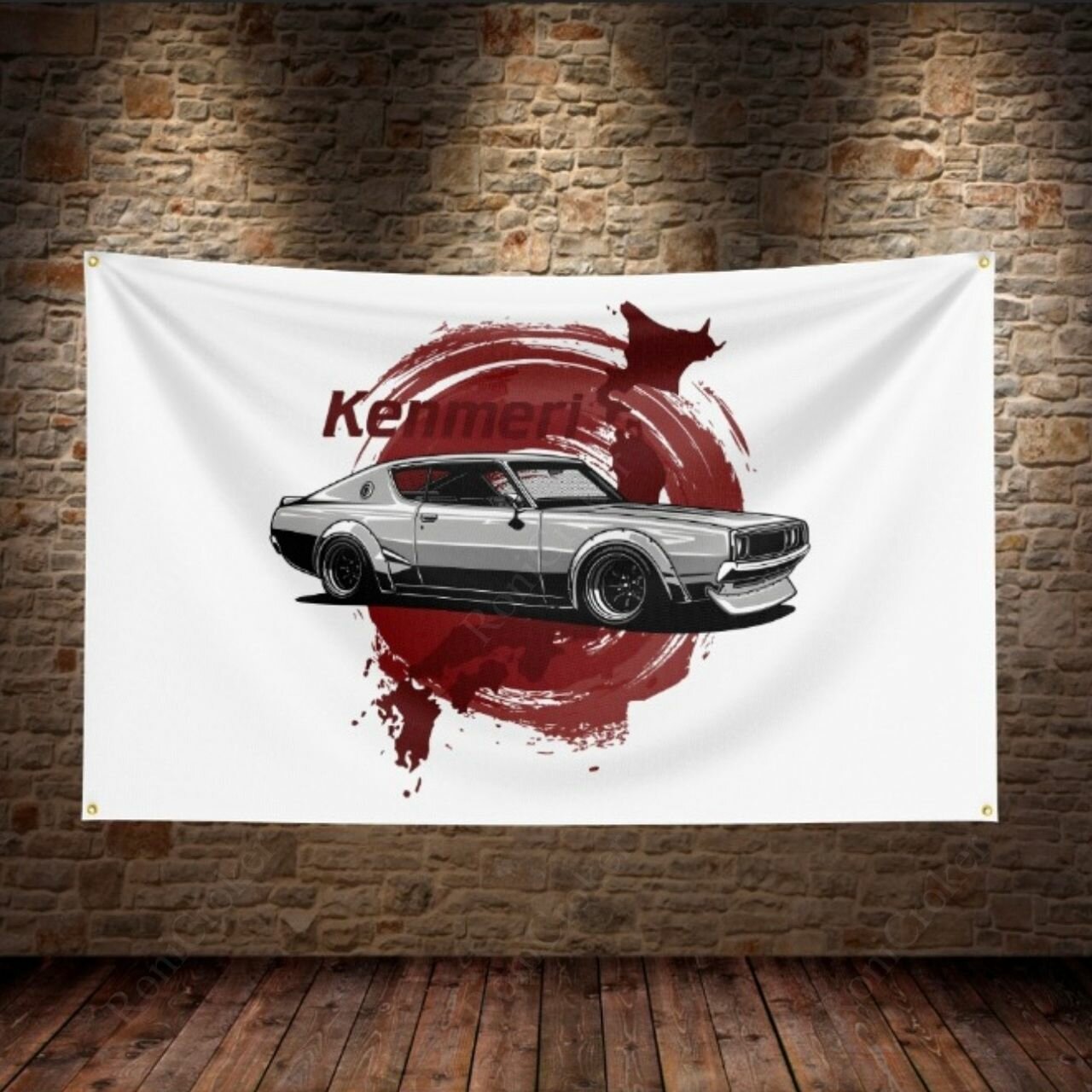 Флаг плакат баннер JDM Nissan Skyline GTR Kenmeri