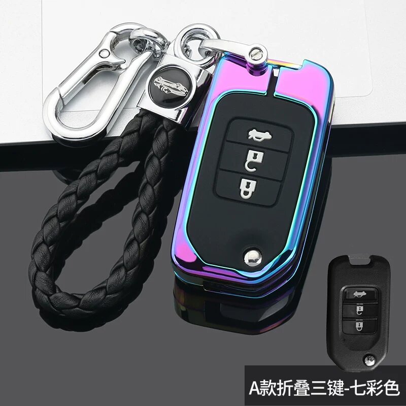 A Style Foldable Smart Three-Key Full Metal Key Case для Honda Accord 10-го поколения, Fit, Insight - Цветной с