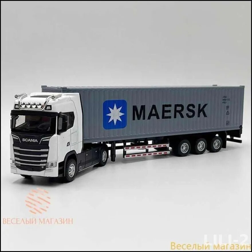 Премиальная литая копия Scania S730 в масштабе 1:50 с контейнерным прицепом, бестселлер, дополненный световыми и звуковыми эффектами