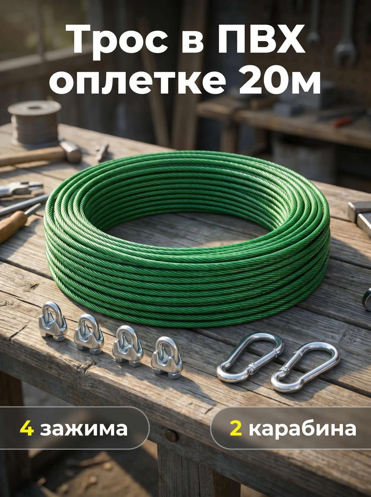 MORTEO Веревка бельевая с металлической жилой, 20.1 м