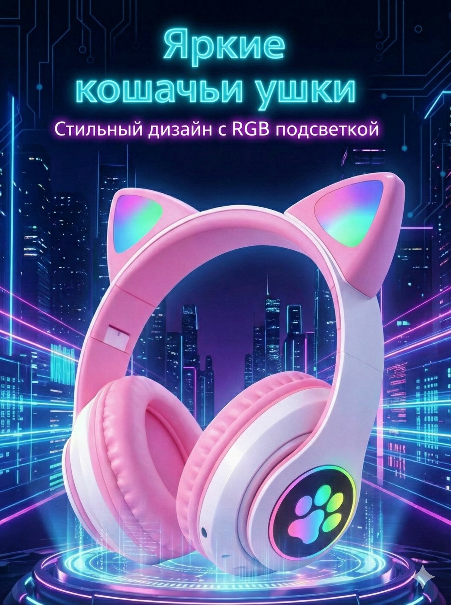 Наушники беспроводные, Bluetooth, розовый розовые блютуз