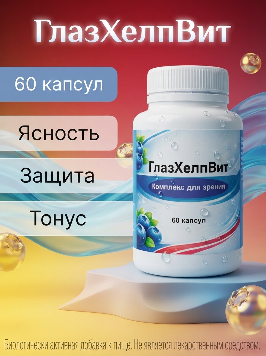 БАД ГлазХелпВит, для поддержки зрения, 60 капсул