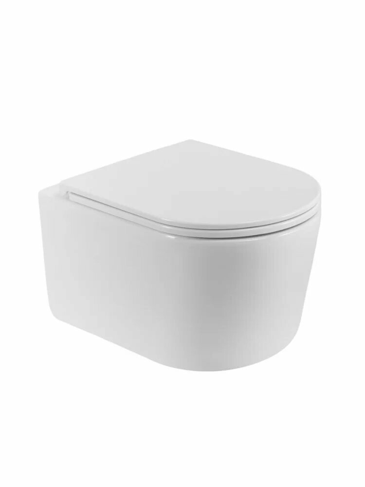 Унитаз подвесной BelBagno Unique BB007CH-TOR/SC с микролифтом, безободковый, без бачка, антивсплеск, фарфоровый, белый, глянцевый, овальный, сиденье для унитаза в комплекте