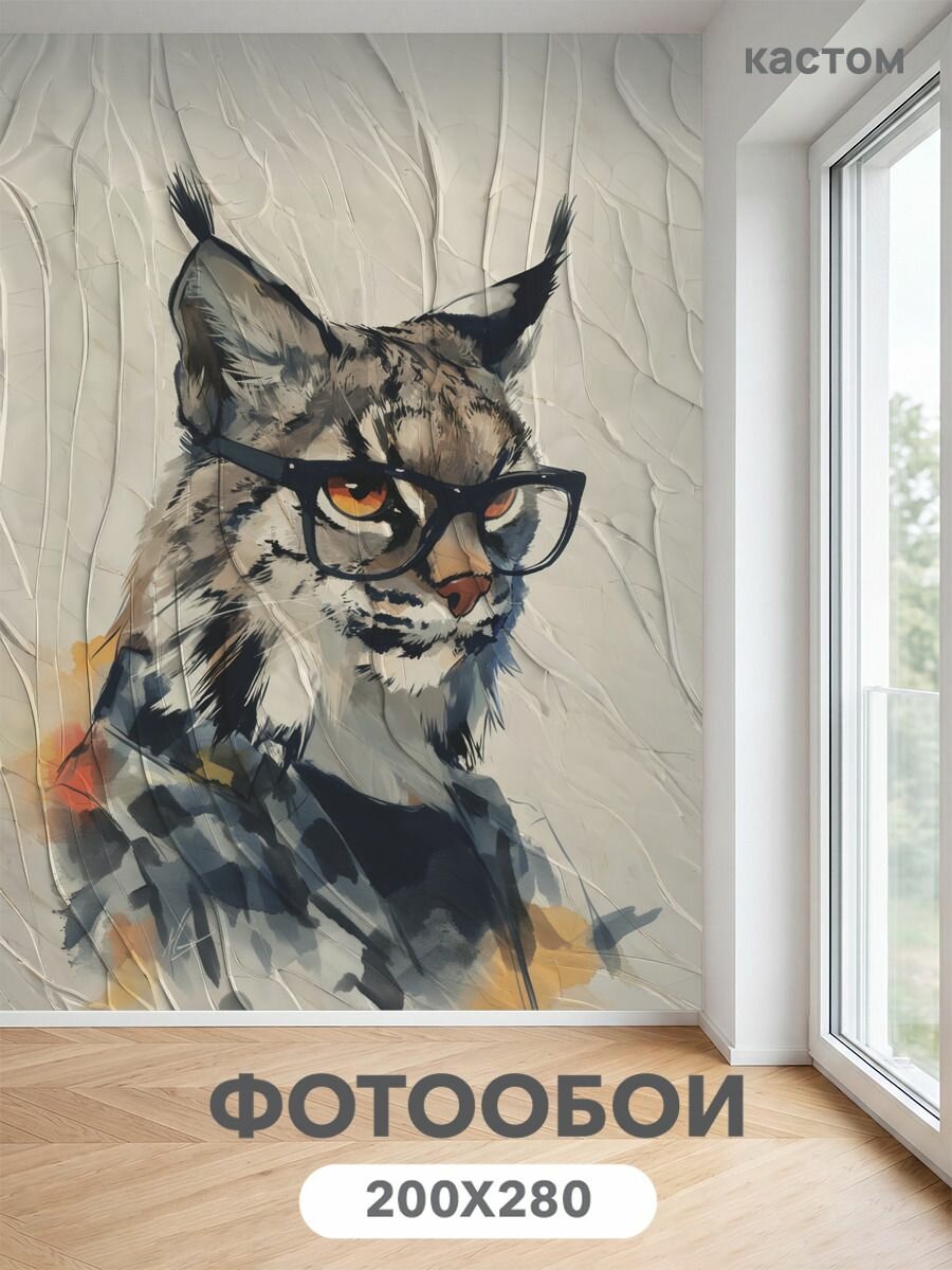 Фотообои на стену флизелиновые 3d Кот 200х270 см