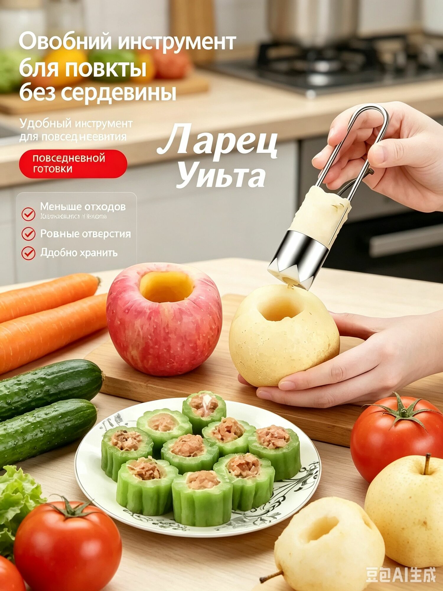 Устройство для удаления сердцевины из фруктов и овощей двойного назначения, 1 шт сердцевина овощи фрукты