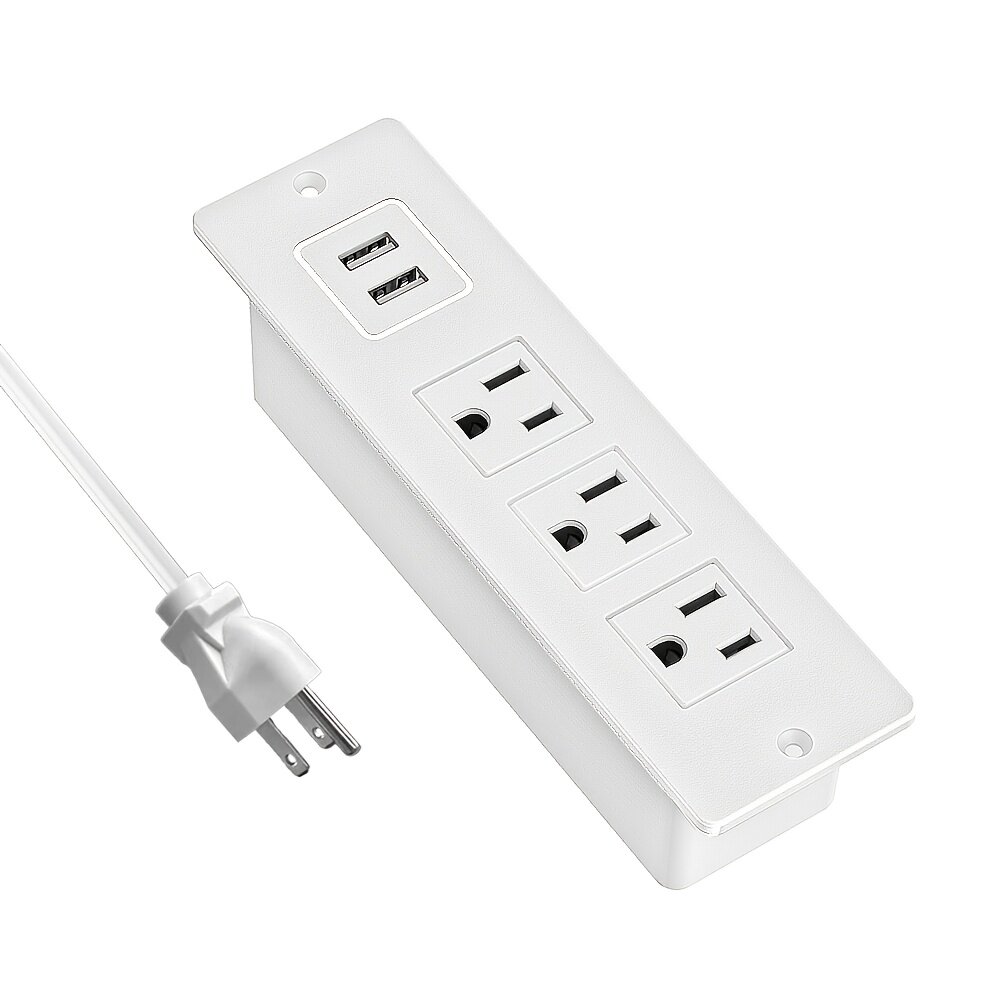 Встраиваемая черная розетка-удлинитель с 3 розетками и 2 USB-портами, длина шнура 1,5 м, компактная, для стола/стойки/мебели, домашнего офиса и коммерческого использования, американская вилка, стиль 2