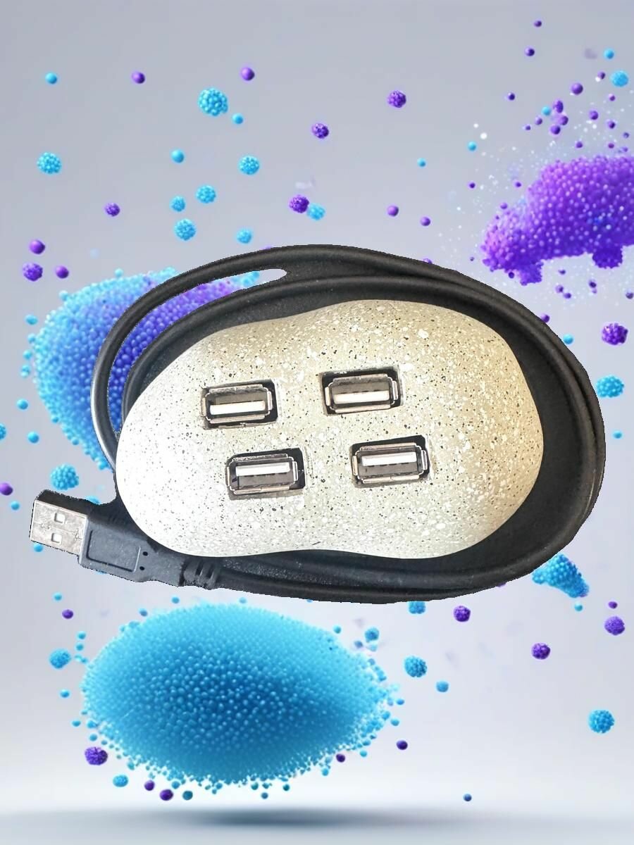 Декоративный подарочный разветвитель Hub USB 2.0 хаб для ноутбука или компьютера Камень темный