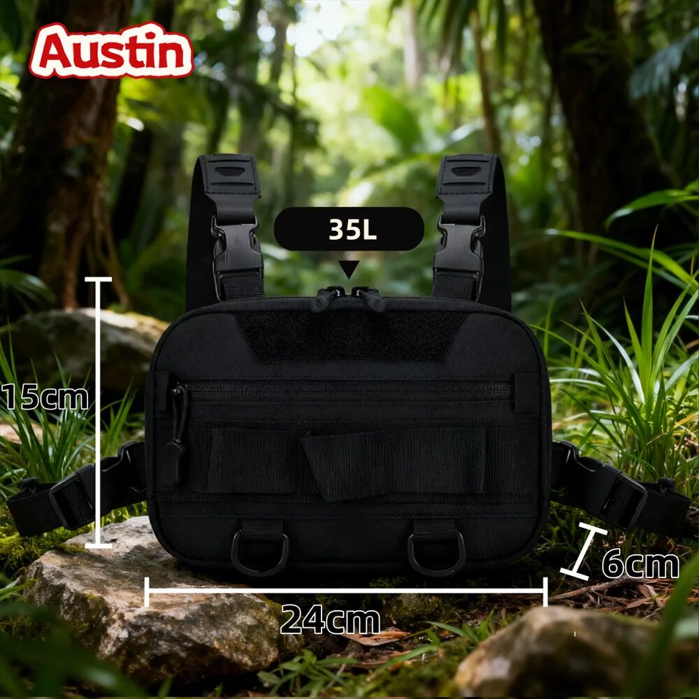 Сумка тактическая Austin 35L, полиэстер, черная, 24см x 15см x 6см